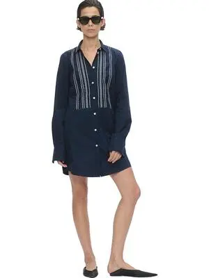 CALLAS MILANO Mattia Embroidered Shirt Dress - Navy