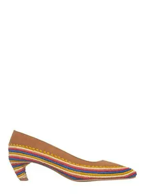 Gabriela Hearst Peggy Pointed Toe Suede And Raffia Pumps - Camel Multi