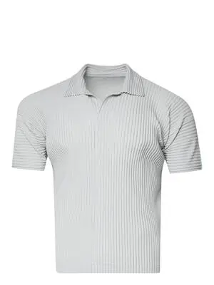 HOMME PLISSÃ ISSEY MIYAKE Pleated Polo Top - Light Grey