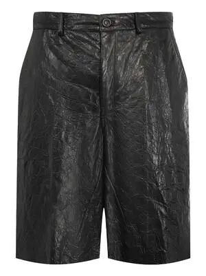 Rick Owens Textured Leather Work Shorts - Black