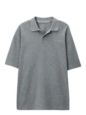 Alexander Wang Short Sleeve Polo Tee With All Over Hotfix Sidewalk - Light Grey