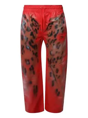 LA MASKARADE Animal Print Leather Pants - Red