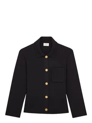 Saint Laurent Virgin Wool Polo Cardigan - Black
