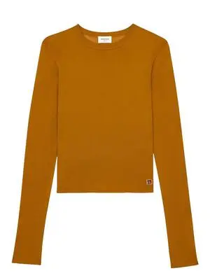 Saint Laurent Cassandre Sheer Mesh Top - Orange