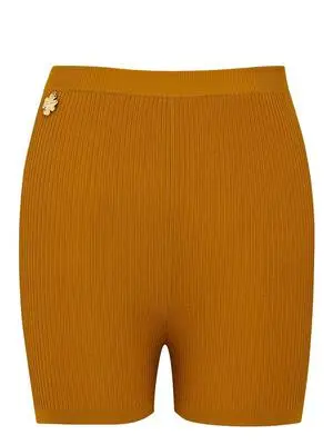 Saint Laurent Rib Knit Cycling Shorts - Orange