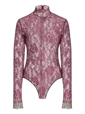 Valentino Garavani Lace High Neck Bodysuit - Burgundy