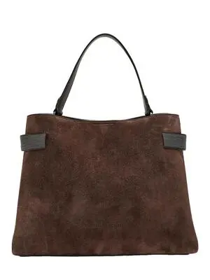 Brunello Cucinelli Suede Tote Bag With Embellished Straps - Chocolate