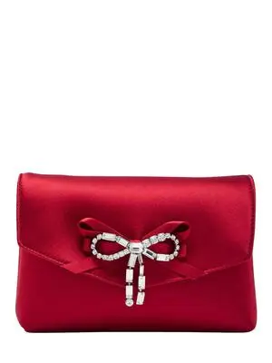 JIMMY CHOO Soft Bow Mini Satin Clutch - Red