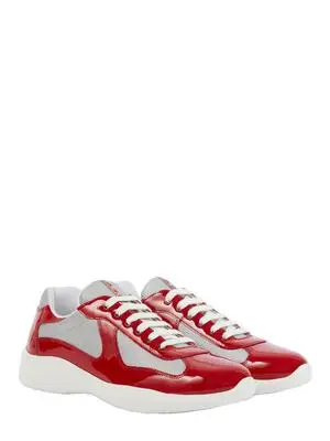 Prada America's Cup Leather-trimmed Sneakers - Red