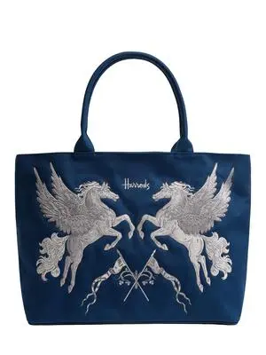 Harrods Canvas Embroidered Tote Bag - Black