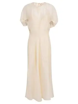 Khaite Puff Sleeve Ria Midi Dress - Ivory