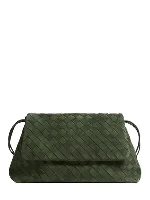 Bottega Veneta Suede Giorno Shoulder Bag - Green
