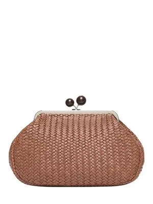 Max Mara Leather Woven Clutch Bag - Brown