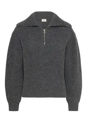 Max Mara Virgin Wool Quarter-zip Sweater - Grey
