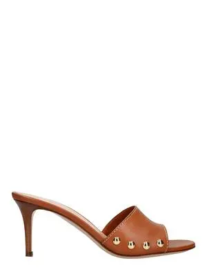 GIANVITO ROSSI Studded Leather Mules 70 - Beige