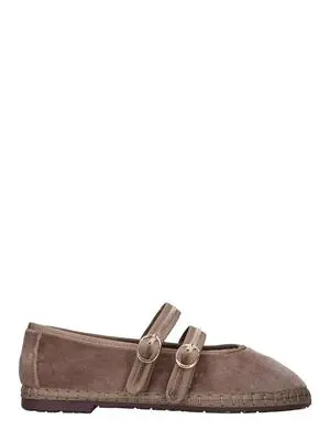 FLABELUS Velvet Claire Mary Jane Flats - Brown