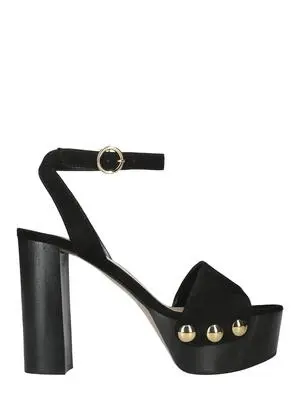 GIANVITO ROSSI Suede Ardea Platform Sandals With Embellishment - Black