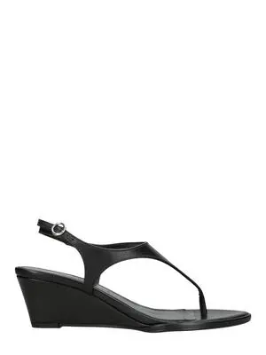 AeydĒ Leather Wedge Sandals - Black