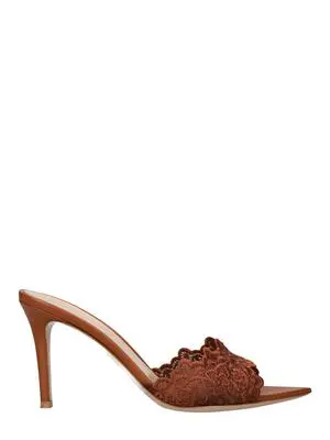 GIANVITO ROSSI Lace Yvonne Mules 85 - Brown
