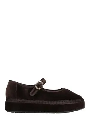 FLABELUS Velvet Double Mary Jane Flatforms - Brown