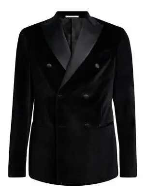 Pal Zileri Stretch-cotton Double-breasted Tuxedo Jacket - Black