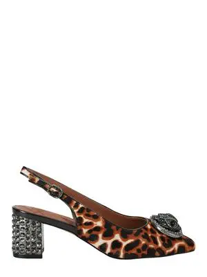 Kurt Geiger Leopard Print Slingback Pumps - Beige