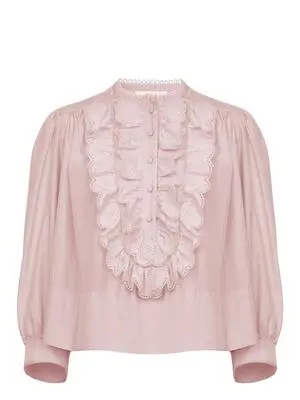 Chloé Ruffled Button-up Blouse - Shadow Pink