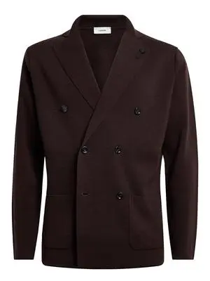 LARDINI Virgin Wool Double-breasted Cardigan - Brown