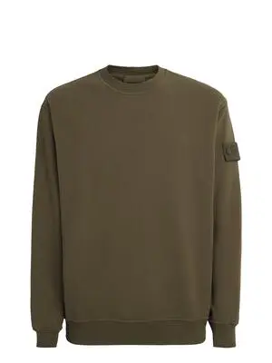 Stone Island Cotton-blend Crewneck Sweatshirt With Detachable Logo Patch - Green