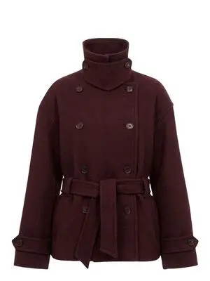 Chloé Double-breasted Belted Wool Coat - Deep Purple