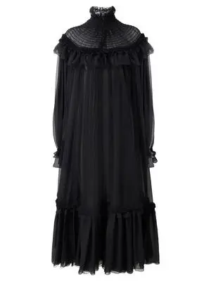 Chloé Ruffled High Neck Dress - Black