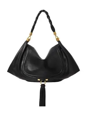 Chloé Leather Shoulder Bag With Braided Handle And Tassel Detail - Black