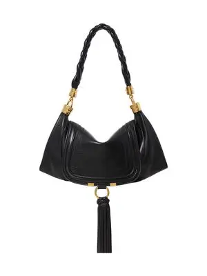 Chloé Marcie Leather Shoulder Bag With Twisted Handle And Tassel - Black