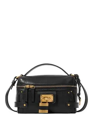 Chloé Leather Vanity Case With Gold Tone Lock - Black