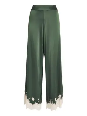 Alice + Olivia Athena Wide-leg Trousers With Lace Trim - Green
