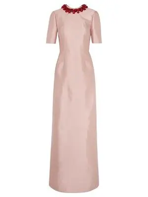Prada Embellished Wool And Silk-blend Gown - Blush