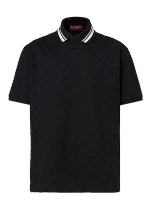 Gucci Gg Cotton-blend Piqué Polo Shirt - Black
