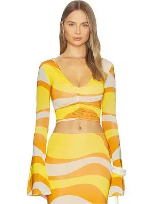 CALA DE LA CRUZ Aelin Ruched Jersey Top - Rapsodia