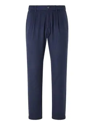 Herno Mélange Flannel Straight-leg Trousers - Blue