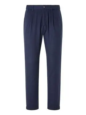 Herno HERNO Straight-Leg Mélange Flannel Trousers Navy