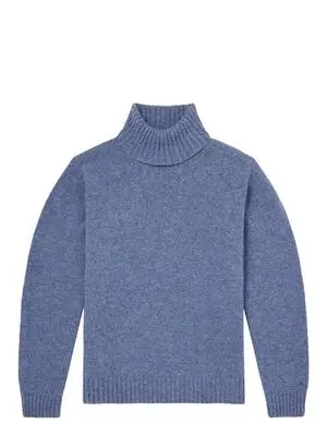 Caruso Shetland Wool Rollneck Sweater - Blue