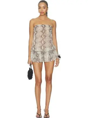 INDAH Indah Izzy Printed Drop Waist Mini Dress