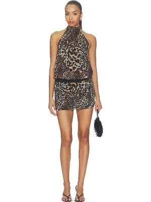 Superdown Opal Halter Mini Dress - Leopard