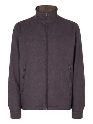 Herno Silk And Cashmere-blend Twill Bomber Jacket - Gray
