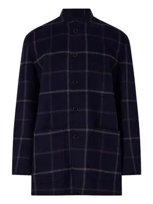 Dunhill Checked Wool-blend Coat - Blue