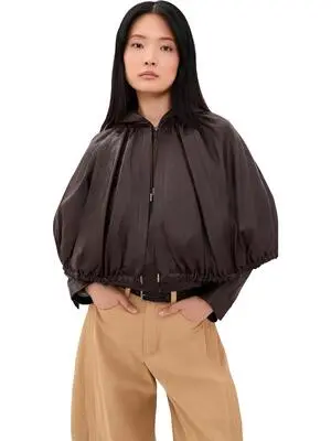 Sea Thompson Leather Cape Jacket - Brown