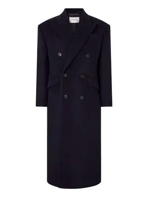 Saint Laurent Double-breasted Wool-blend Coat - Navy