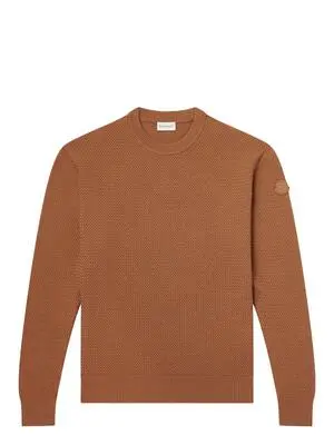 Moncler Logo-appliquéd Wool And Cashmere-blend Sweater - Tan
