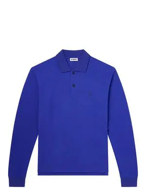 JIL SANDER Logo-embroidered Cotton-piqué Polo Shirt - Blue