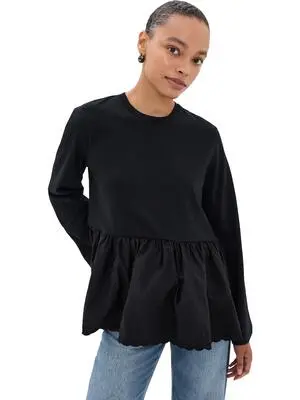Cecilie Bahnsen Francine" T-shirt With Ruffle Hem - Black